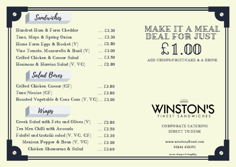 Winstons Menu 230119 | PDF | Salad | Cuisine