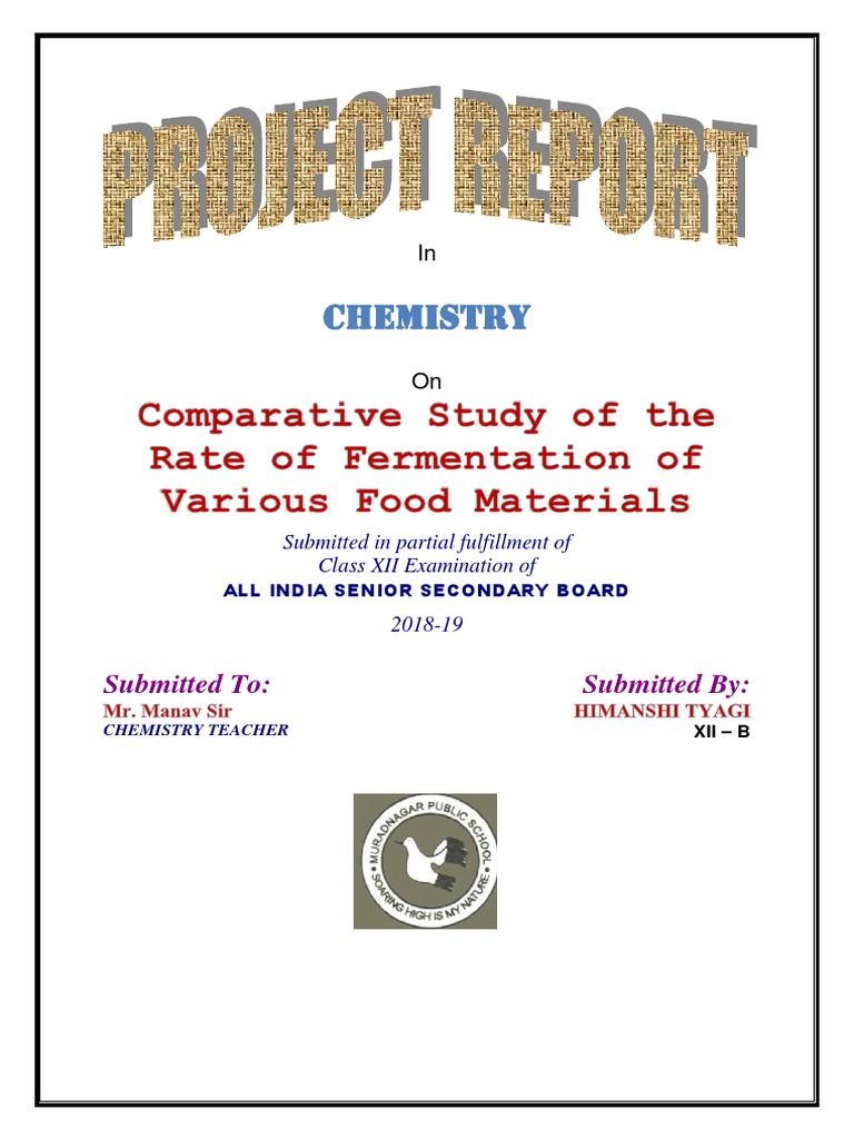 Comparative Study of The Rate of Fermentation of Various Food Materials ...