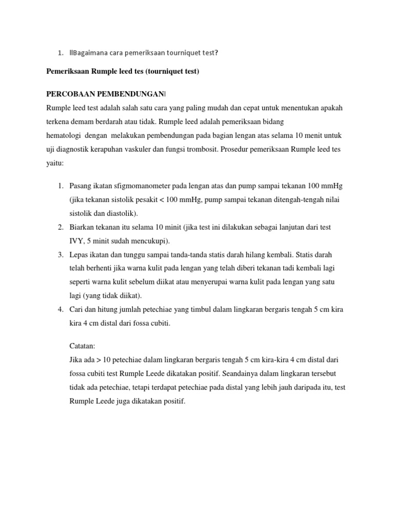 Pemeriksaan Rumple Leed Tes | PDF