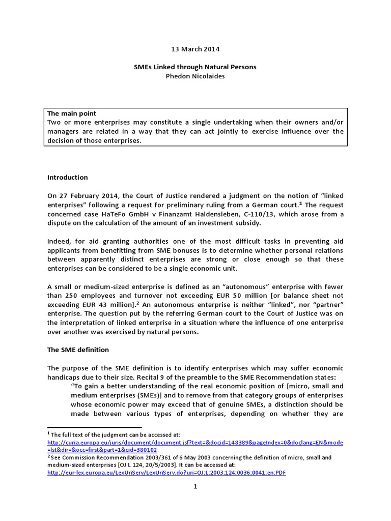 SME Definition Guide - ECJ | PDF | Small And Medium Sized Enterprises ...