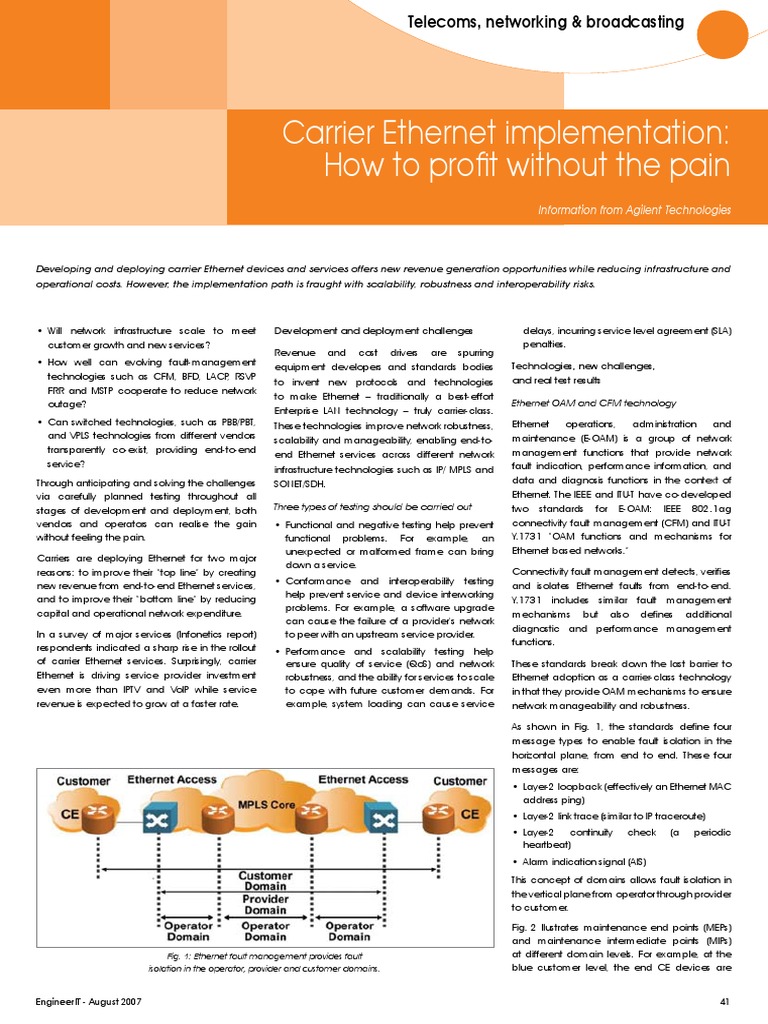 Carrier Ethernet Implementation: How To Profit Without The Pain | PDF | Multiprotocol Label ...