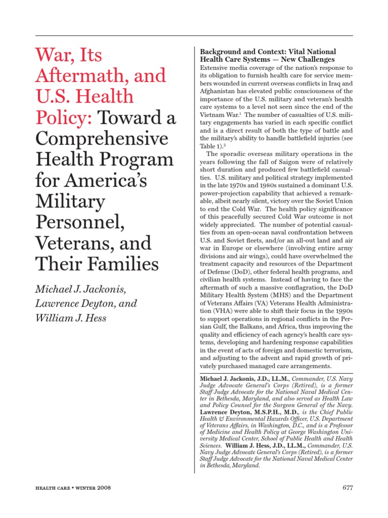 War, Its Aftermath, and U.S. Health Policy | PDF | Veterans Health ...