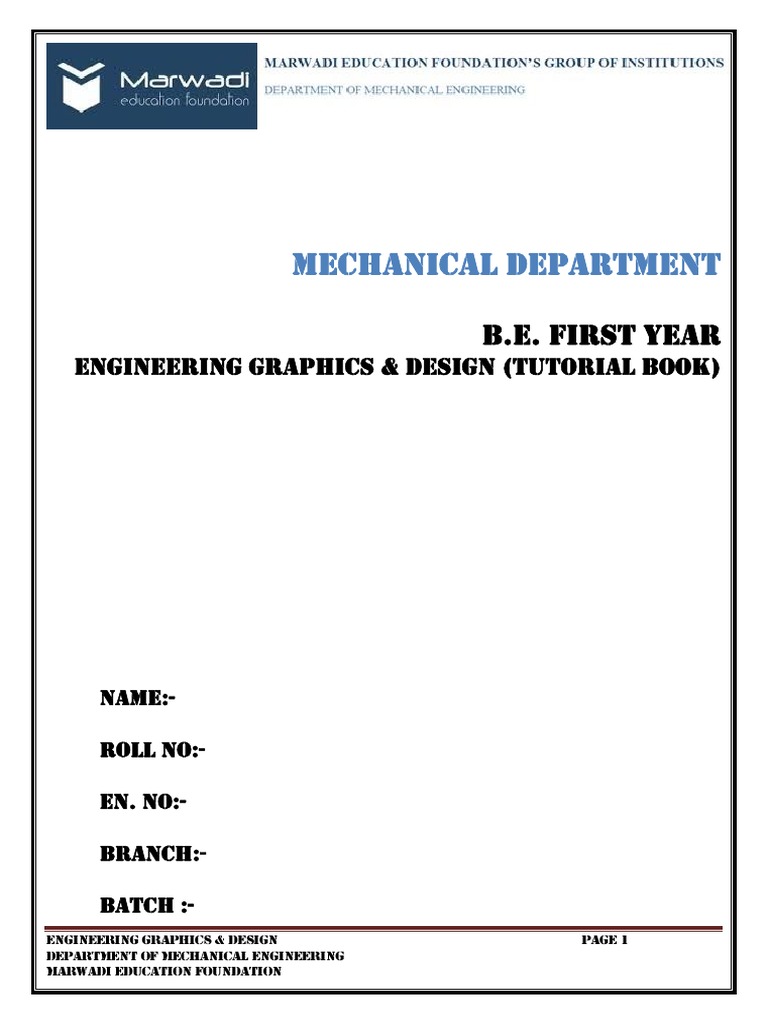 EGD Tutorial Book GTU - Marwadi University | PDF | Circle | Line (Geometry)