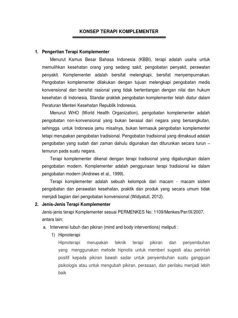 Konsep Terapi Komplementer | PDF