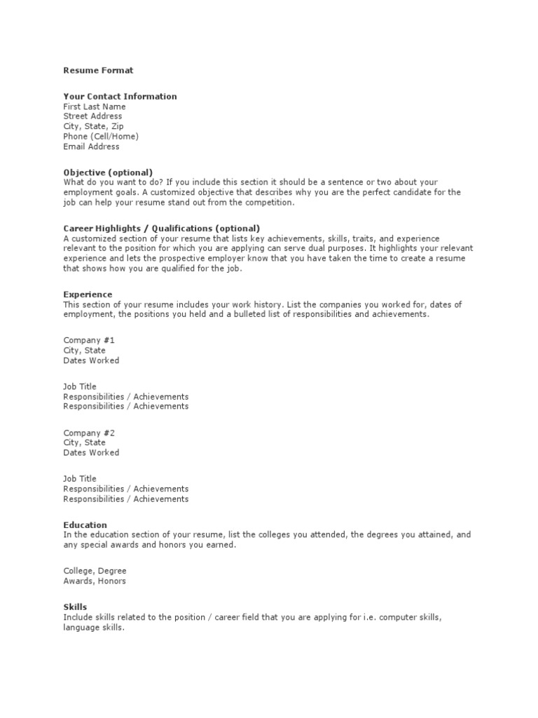 Essential Resume Format Guide | PDF