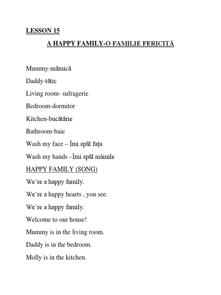 Happy Family: A Lesson in English | PDF