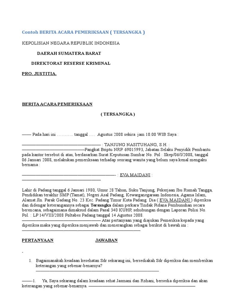 Berita Acara Pemeriksaan | PDF