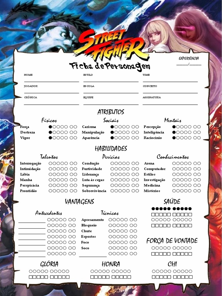 Street Fighter - Ficha de Personagem Editável - Biblioteca Élfica | PDF