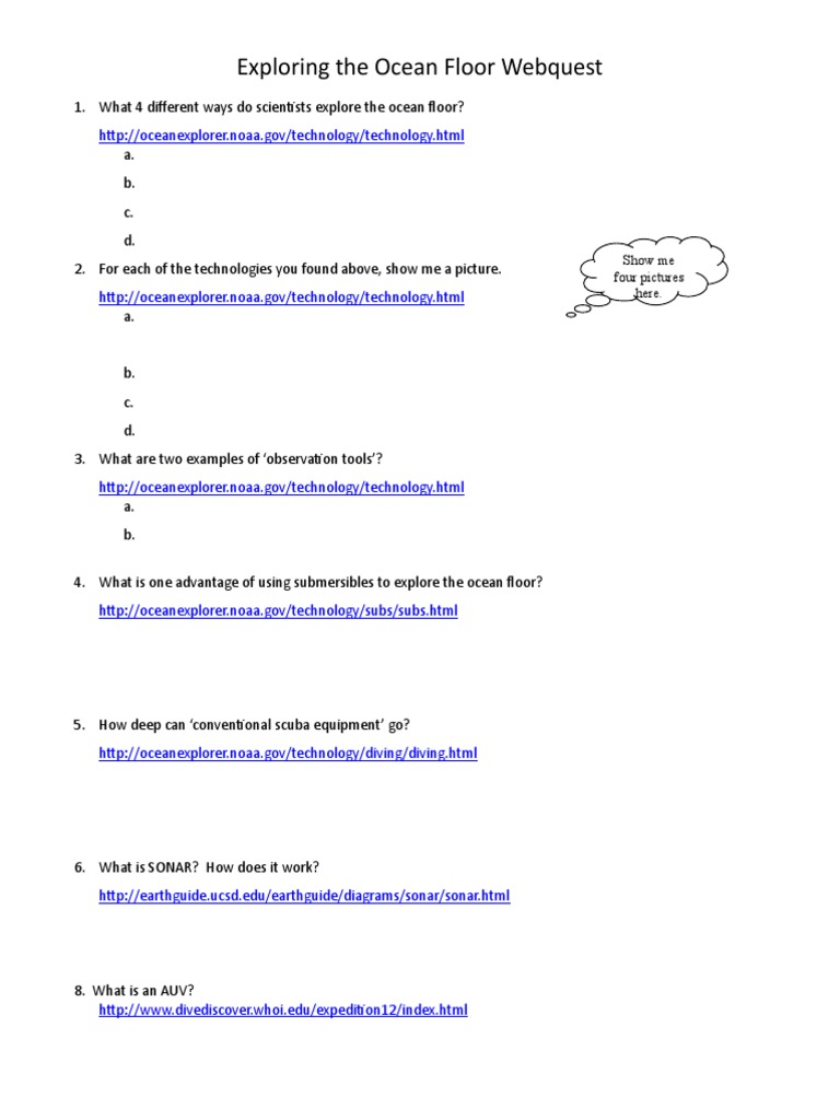 Exploring The Ocean Floor Webquest-1g7xflw - For Merge | PDF | Seabed ...