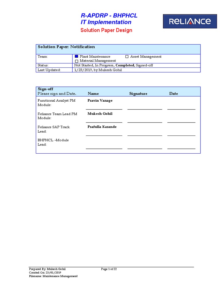 Solution Paper Design: R-Apdrp - BHPHCL IT Implementation | Download ...