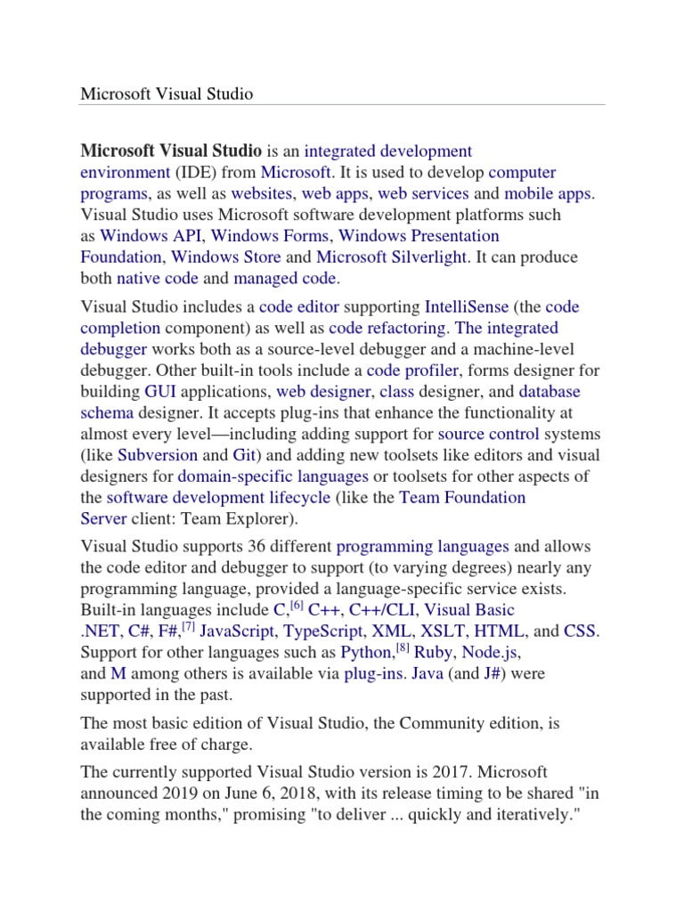 MIcrosoft Visual Studio | PDF