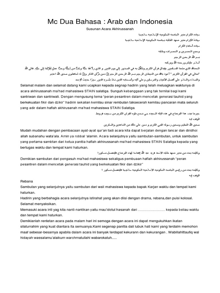 MC Bahasa Arab Dan Indonesia | PDF