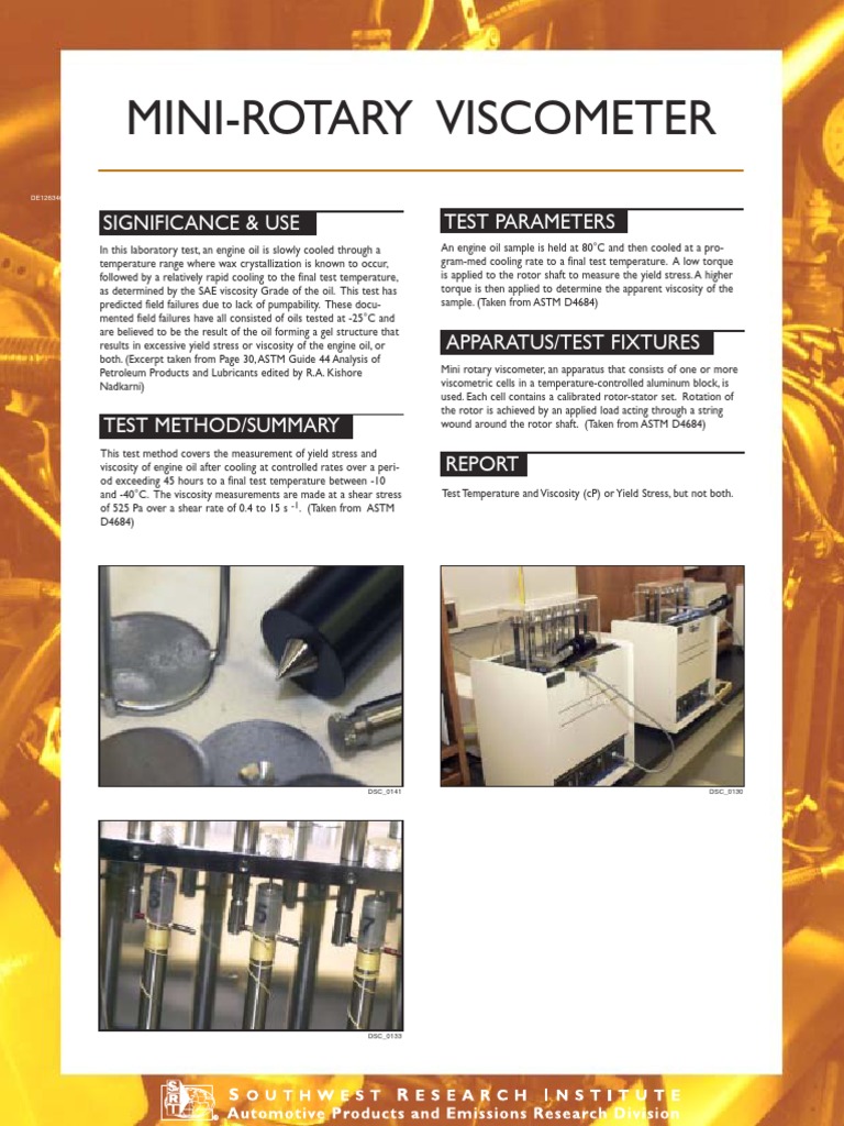 Mini-Rotary Viscometer: Significance & Use Test Parameters | PDF ...