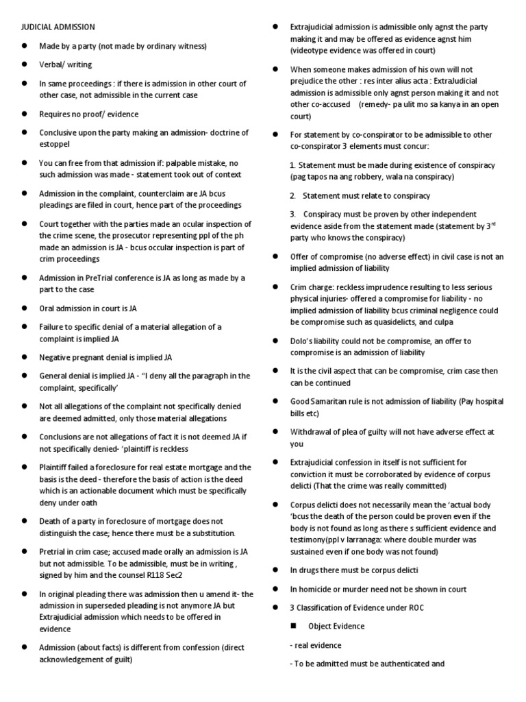 Judicial Admission | PDF | Witness | Testimony