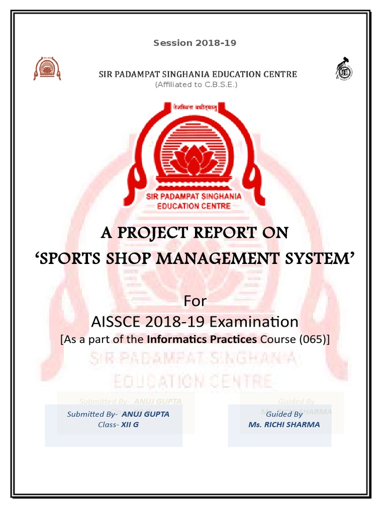 Class 12th IP Project Report | PDF | Oracle Database | Databases