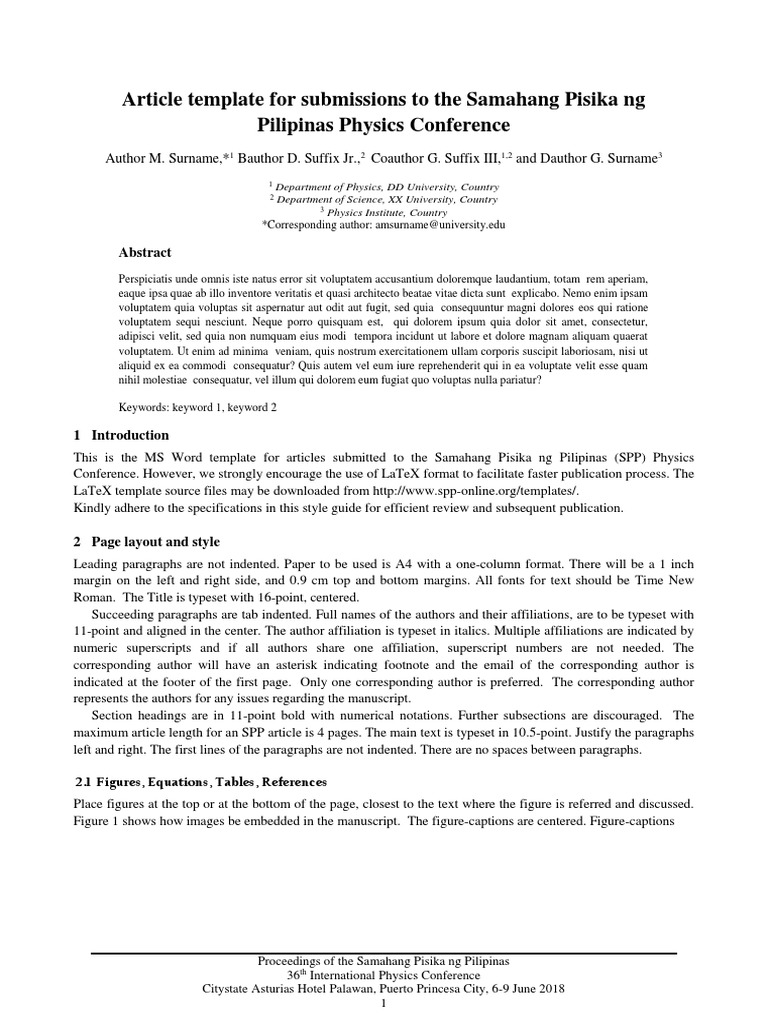 Technical Paper Format (2018 SPP) | PDF | Paragraph | Typography
