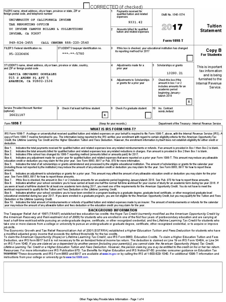 Tuition Statement: This Is Important Tax Information and Is Being ...