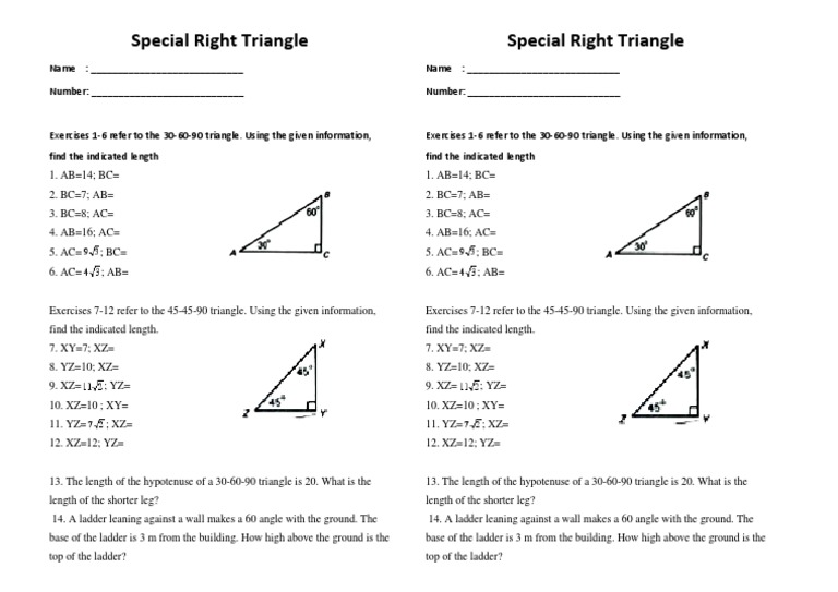 Special Right Triangle | PDF | Geometric Shapes | Triangle Geometry