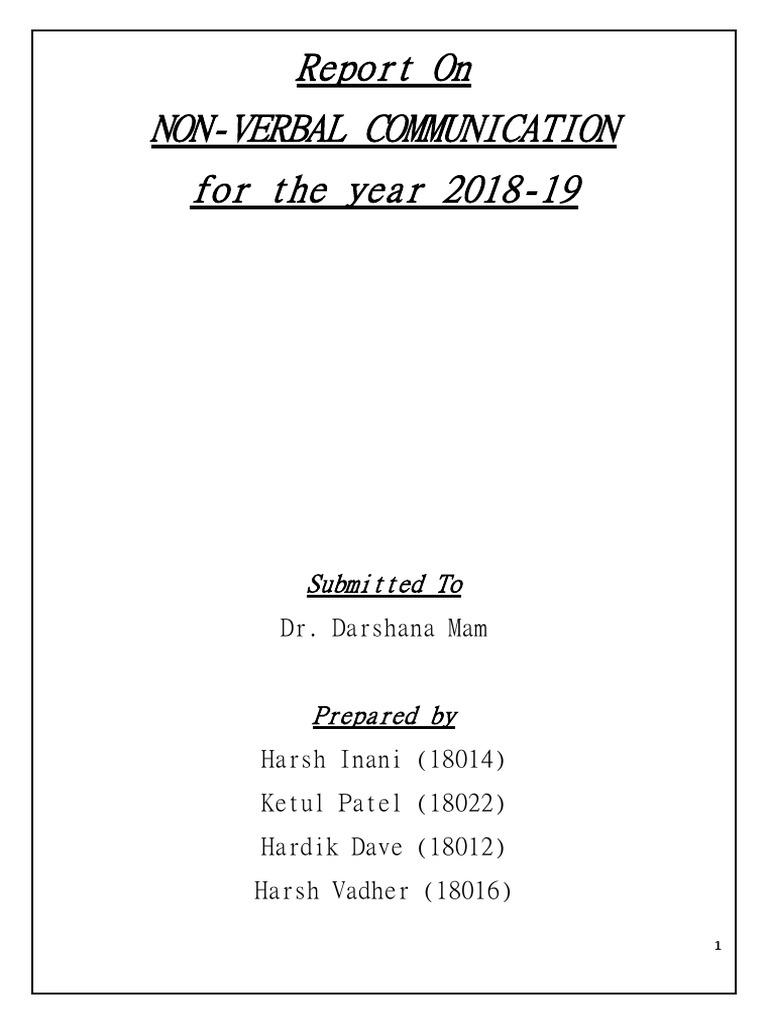 Non-Verbal Communication Report 2018-19 | PDF | Nonverbal Communication ...