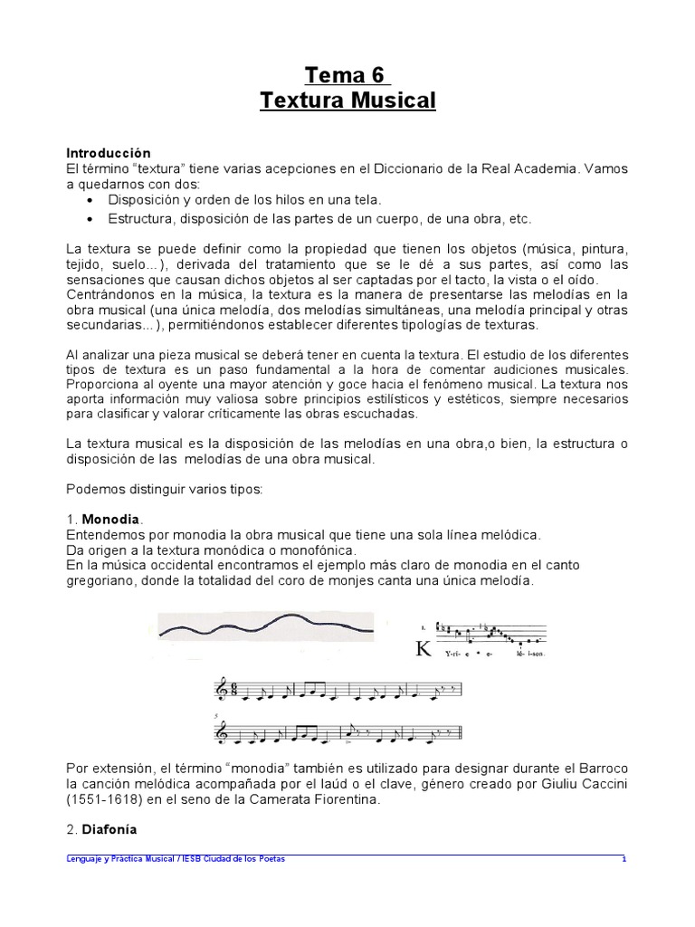 Tipos de Textura Musical Explicados | PDF | Melodía | Teoría musical