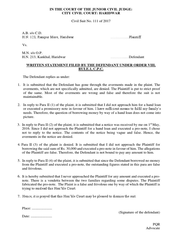 In The Court of The Junior Civil Judge: City Civil Court: Haridwar ...