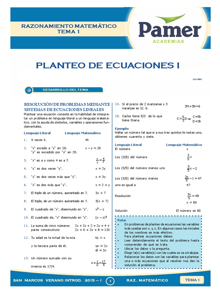 RM Sem 1 | PDF | Ecuaciones | Enseñanza de matemática