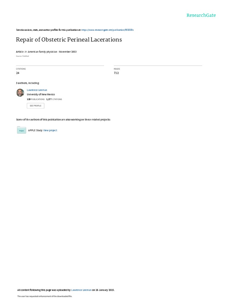 Repair of Obstetric Perineal Lacerations | PDF | Medicine | Obstetrics ...