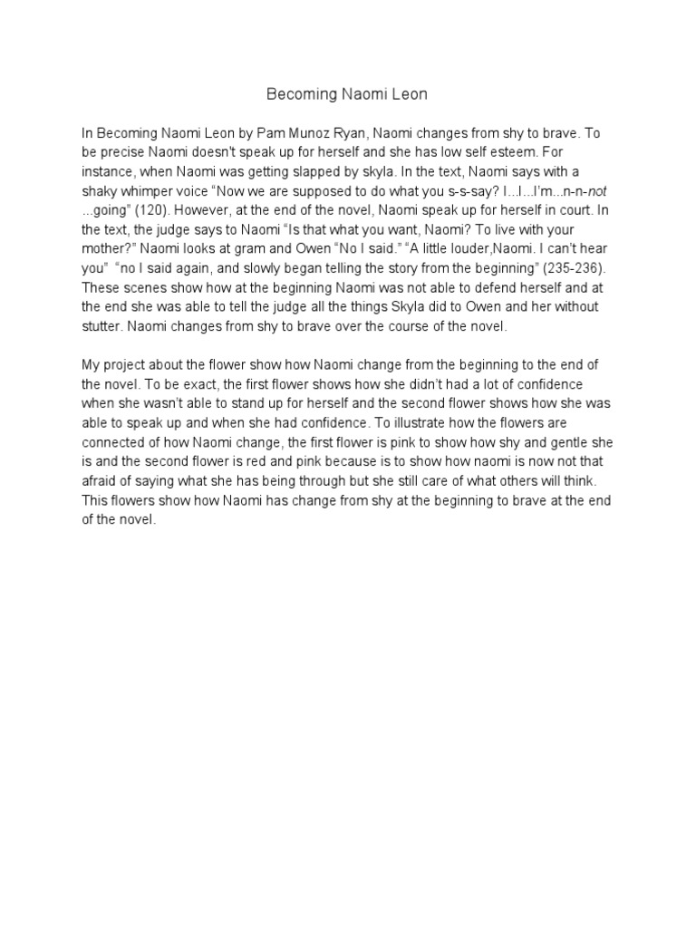 Jocelyn Suarez - Becoming Naomi Leon Project Paragraphs | PDF