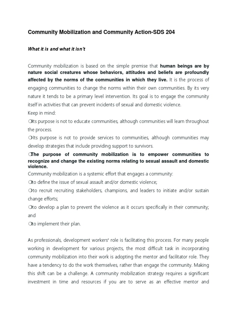 Community Mobilization and Community Action | PDF | Community | Violence