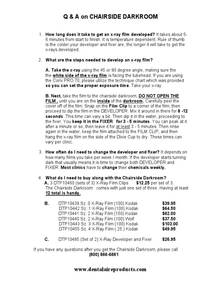 Q & A On Chairside Darkroom | PDF | Applied And Interdisciplinary ...