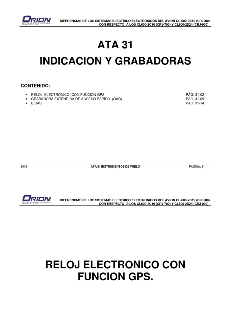 3.ata 31 Sistema de Indicacion CRJ900 | PDF | Reloj | Sistema de ...