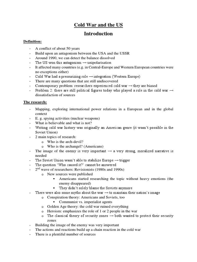 Cold War Notes | PDF | Marshall Plan | East Germany