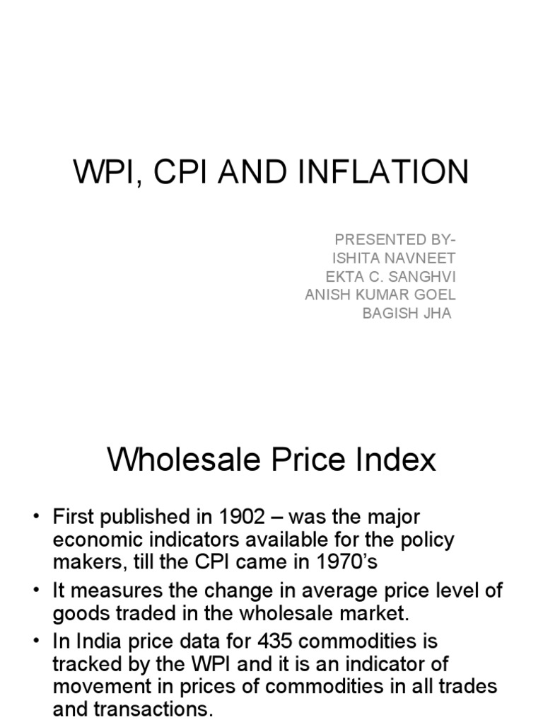 Wpi, Cpi and Inflation: Presented By-Ishita Navneet Ekta C. Sanghvi ...
