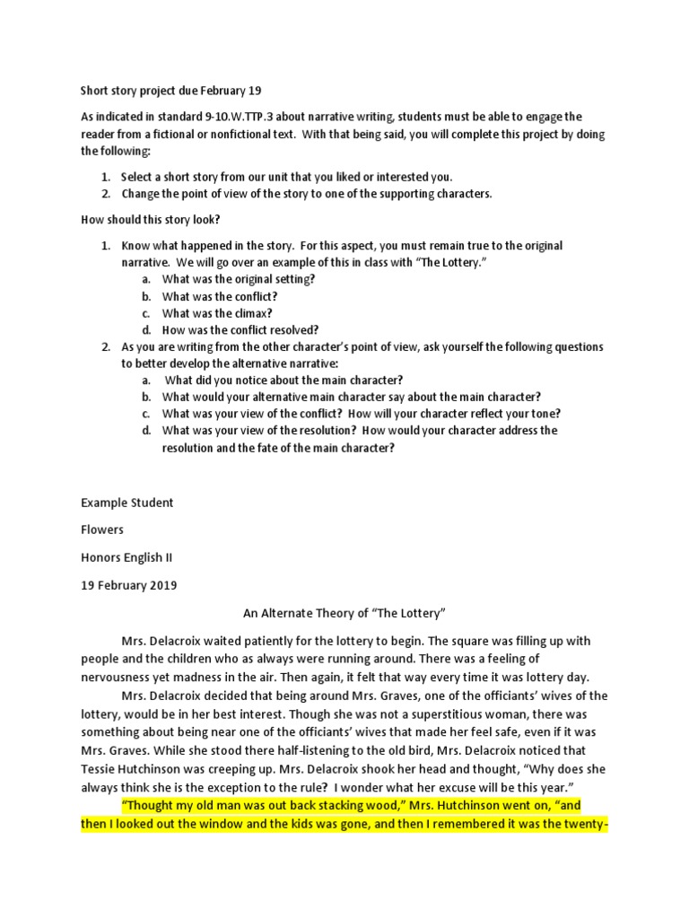 Alternate POV Short Story Project | PDF | Narration | Narrative