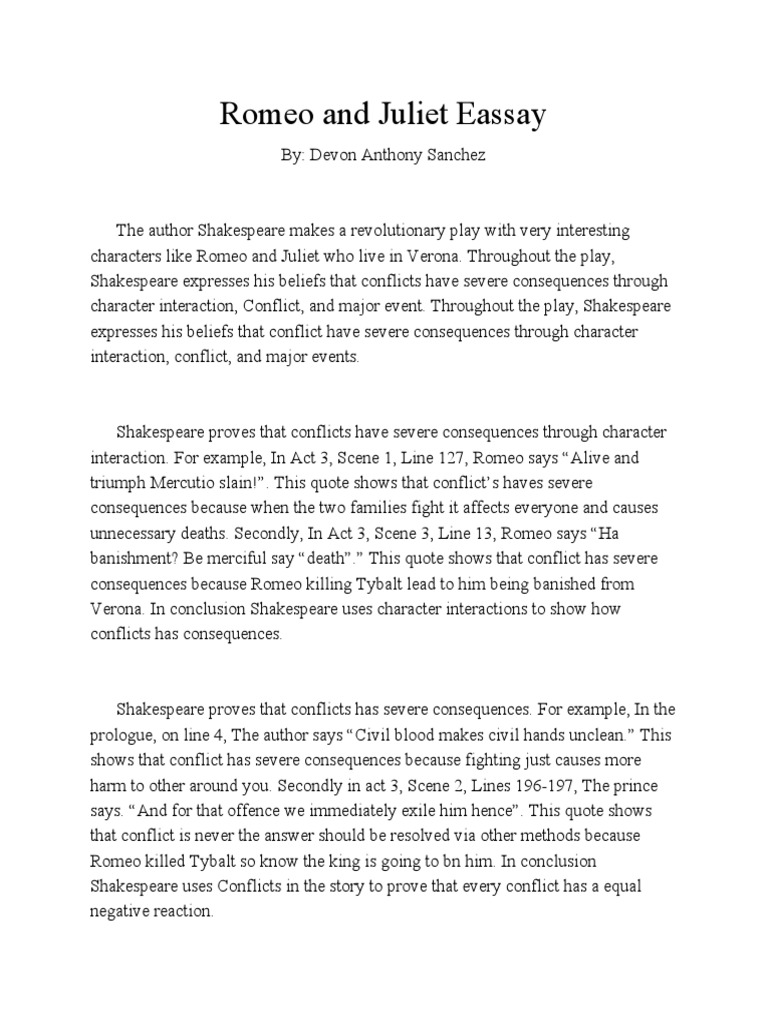 Romeo and Juliet Final Eassay | PDF