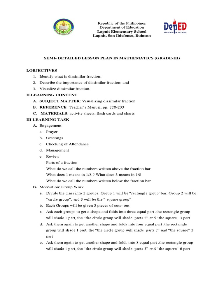 Republic of The Philippines | PDF | Fraction (Mathematics) | Pedagogy