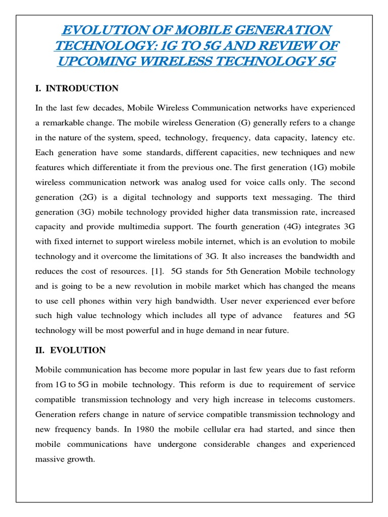 Evolution of Mobile Generation Technology | PDF | 3 G | 4 G