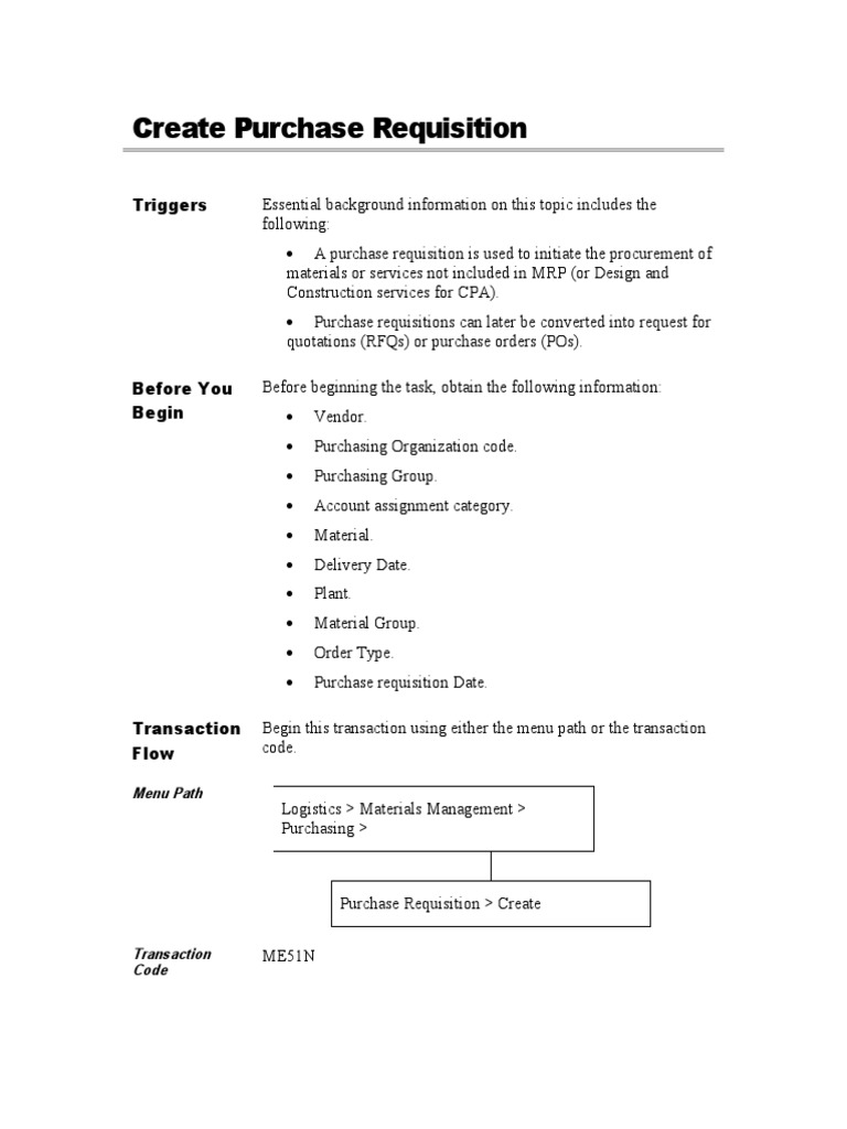 Create Purchase Requisition: Triggers | PDF | Icon (Computing) | Business