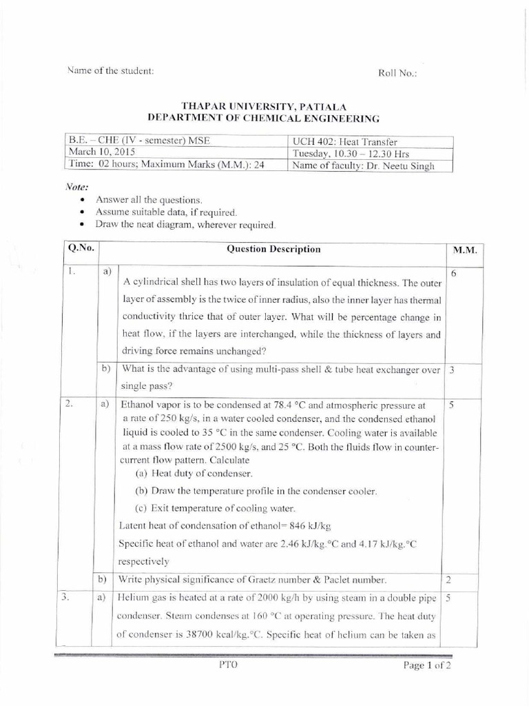 Thapar University, Patiala Department of Chemical Engineering B.E ...