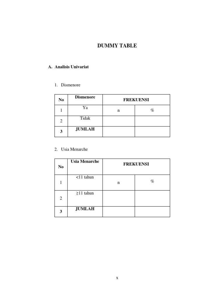 Dummy Table | PDF | Sains & Matematika