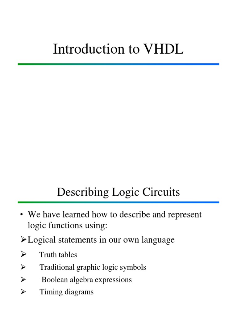 Introduction To VHDL | PDF | Digital Electronics | Digital Technology