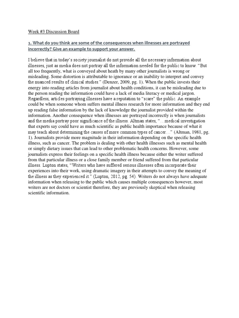 What Do You Think Are Some of The Consequences When Illnesses Are ...