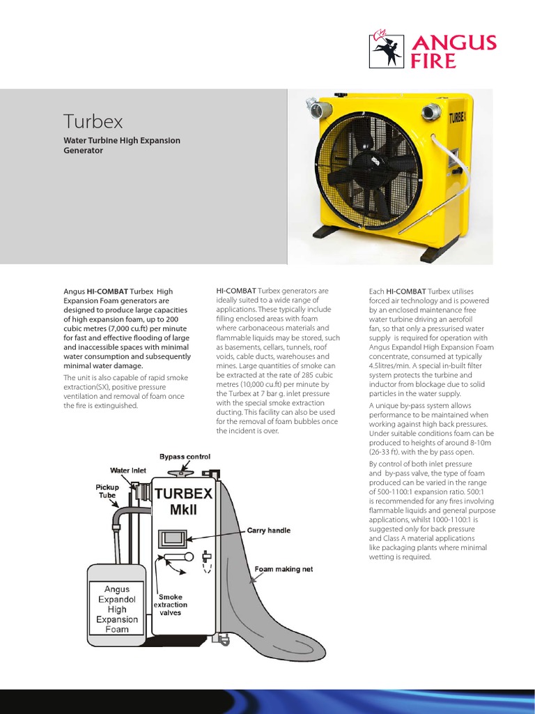 Turbex: Water Turbine High Expansion Generator | PDF | Foam | Smoke