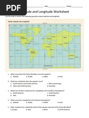 Longitude And Latitude Worksheets 4th Grade
