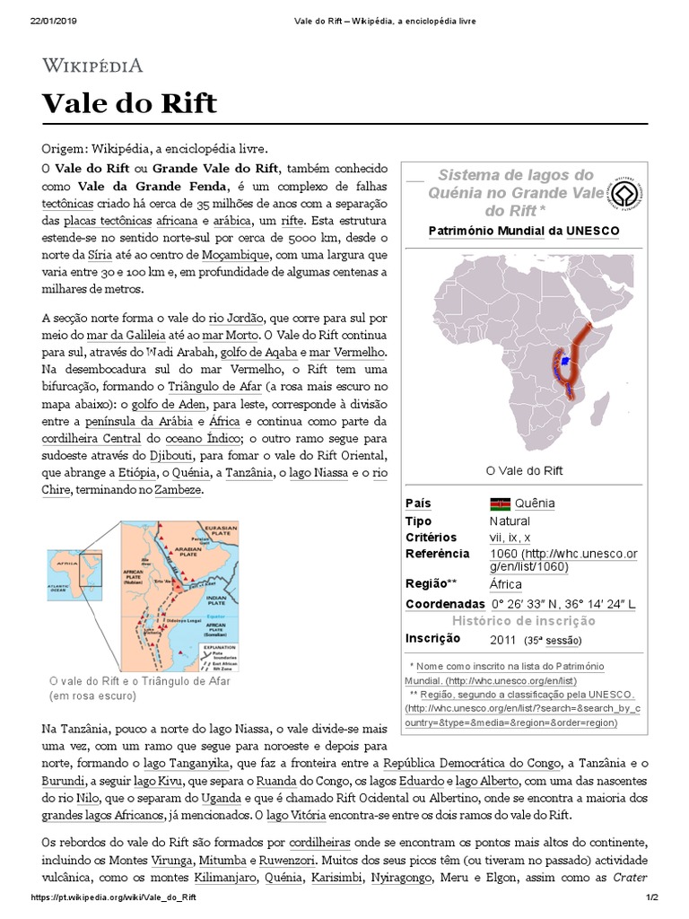 Vale Do Rift - África Oriental | PDF | Geografia Física | Geociências