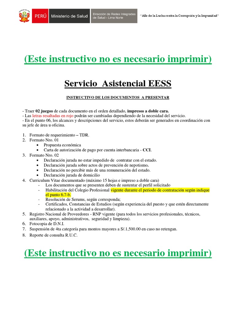 Formato TDR Asistencial Eess 2019 - V-Final | PDF | Partería | Derecho laboral