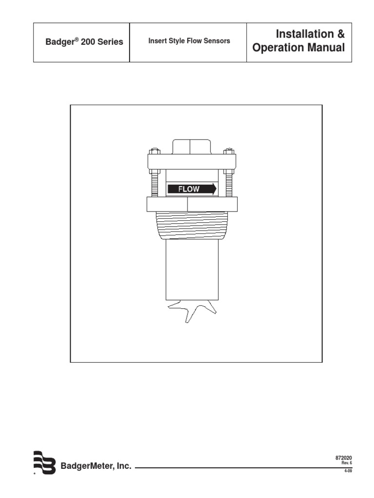 Badger 200 Series Installation Operation Manual Pdf Flow
