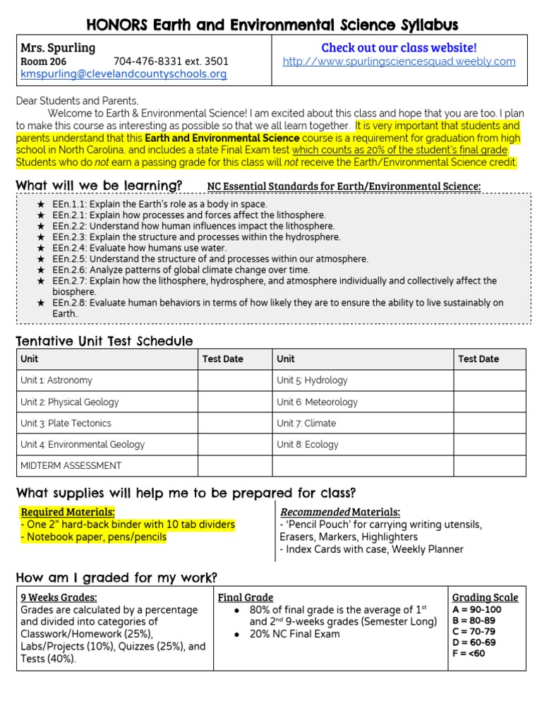Ees Syllabus | PDF | Earth Sciences | Earth