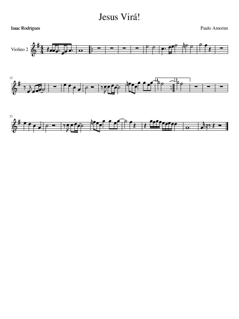 Jesus - Virá! - Violin 2 | PDF