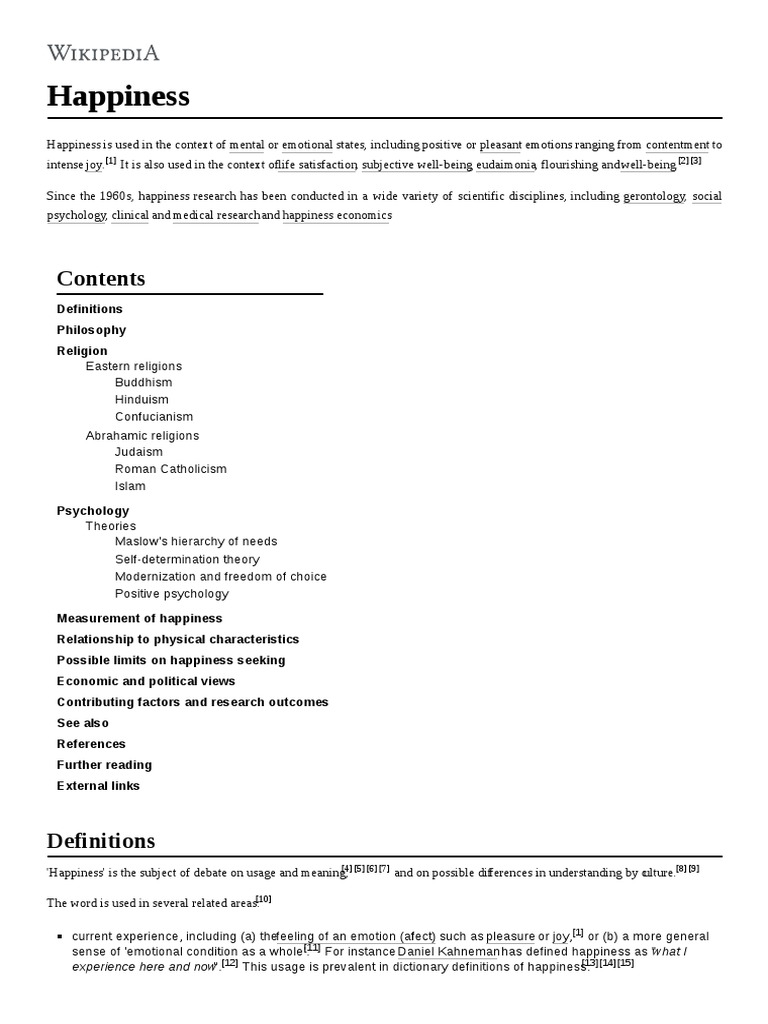 Happiness Pdf Happiness Psychological Concepts